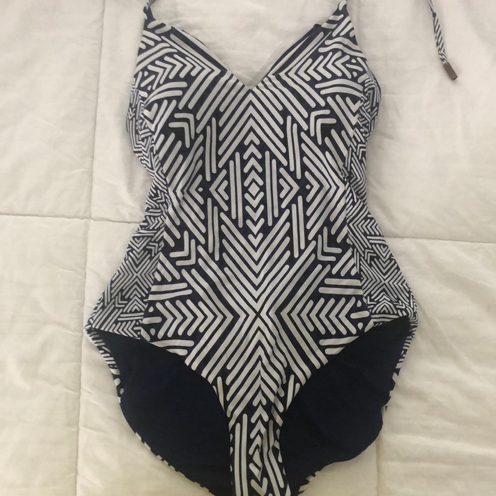 Red Carter Geometric Halter One Piece - Gem